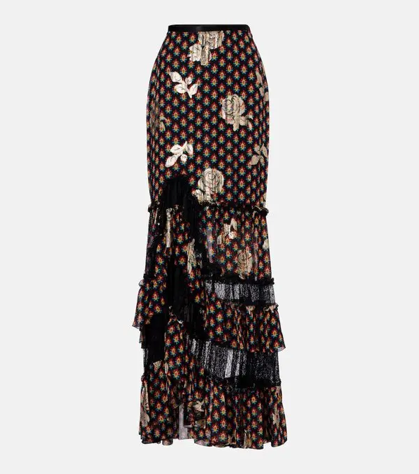 Etro Printed Silk-blend Maxi Skirt - Black