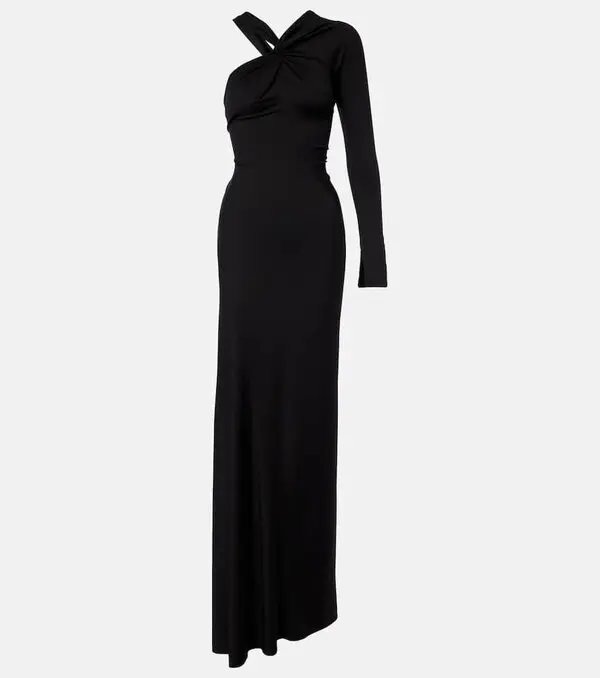 Victoria Beckham Ruched One-shoulder Maxi Dress - Black