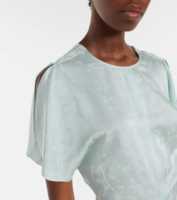 Victoria Beckham Gathered Jacquard Midi Dress - Blue
