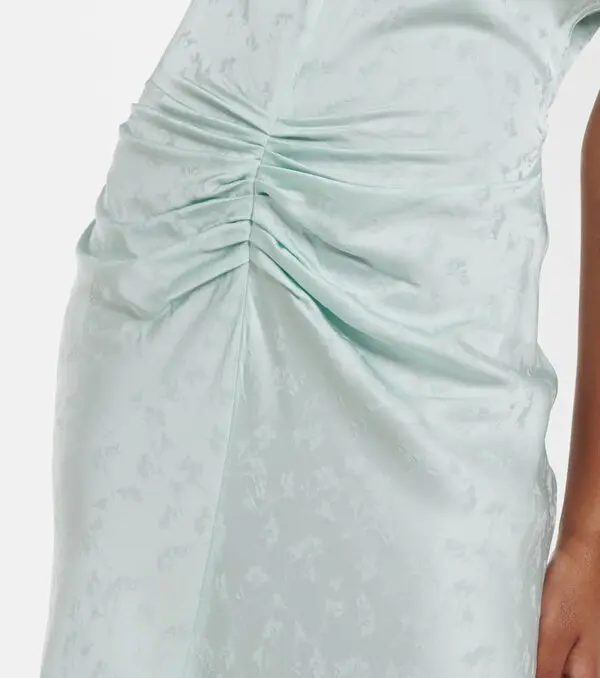 Victoria Beckham Gathered Jacquard Midi Dress - Blue
