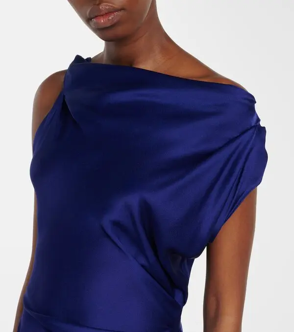 Victoria Beckham Draped Asymmetric Satin Midi Dress
