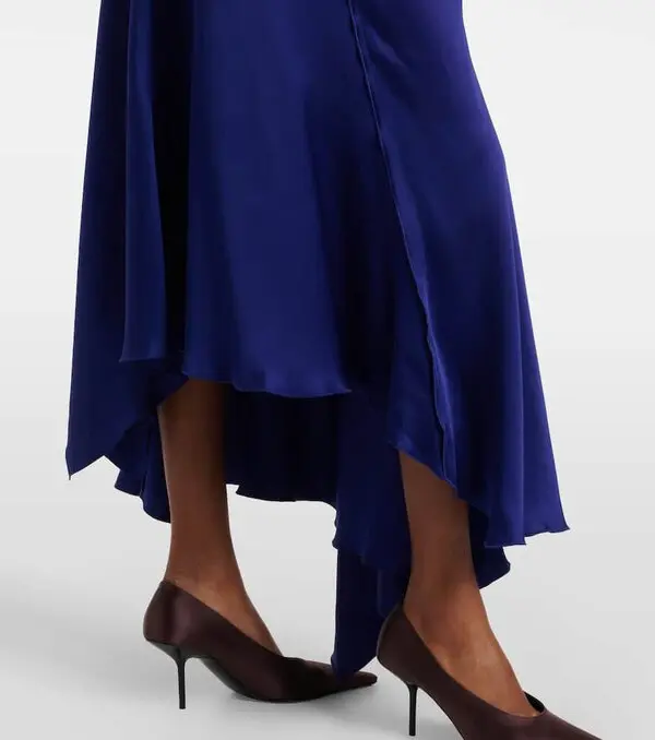 Victoria Beckham Draped Asymmetric Satin Midi Dress