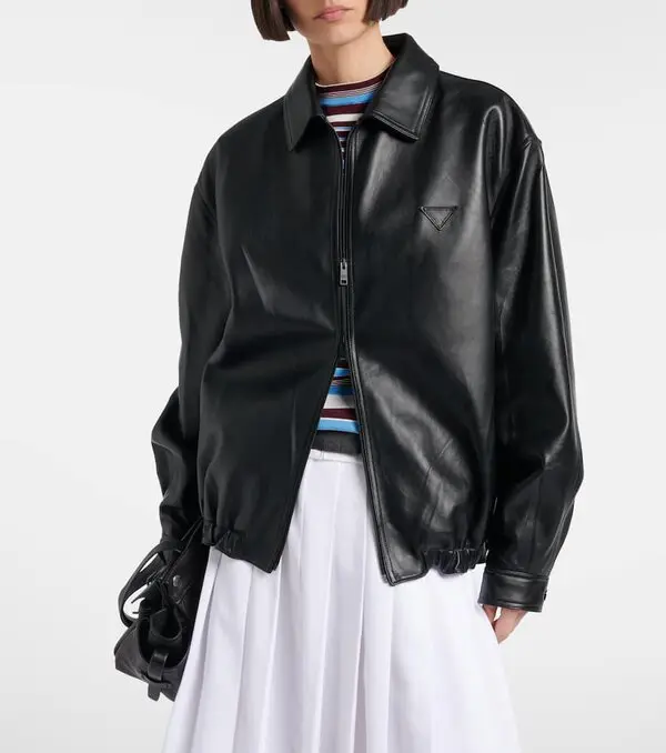 Prada Leather Blouson Jacket - Black