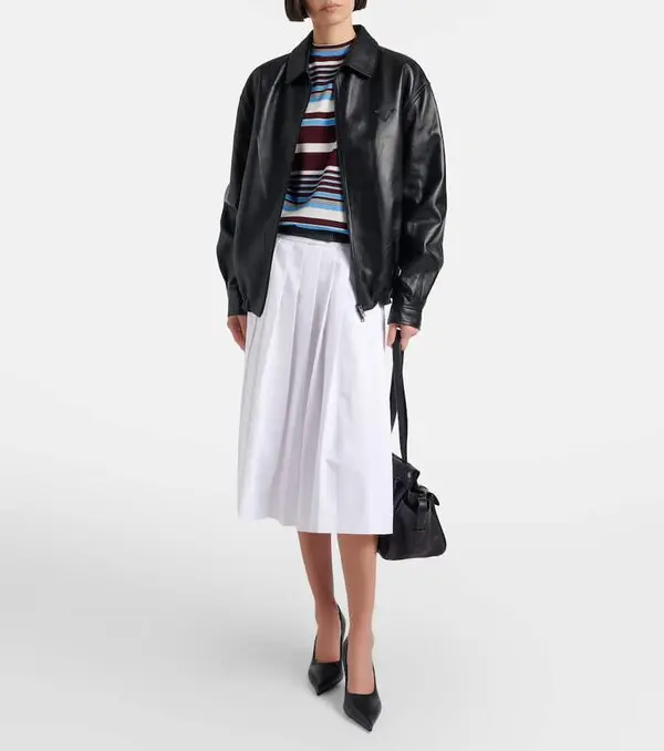 Prada Leather Blouson Jacket - Black