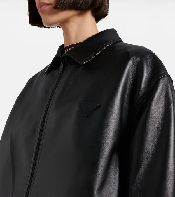 Prada Leather Blouson Jacket - Black