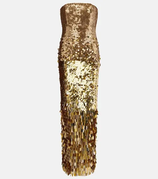 Rachel Gilbert Remy Sequined Corset Gown - Gold