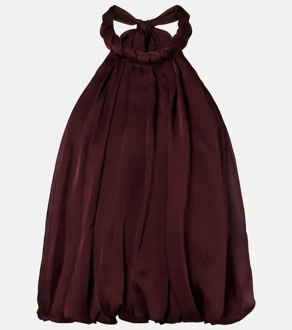 Zimmermann Luna Halterneck Silk Top - Burgundy
