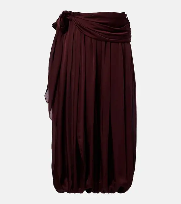 Zimmermann Luna Draped Silk Tapered Pants - Burgundy