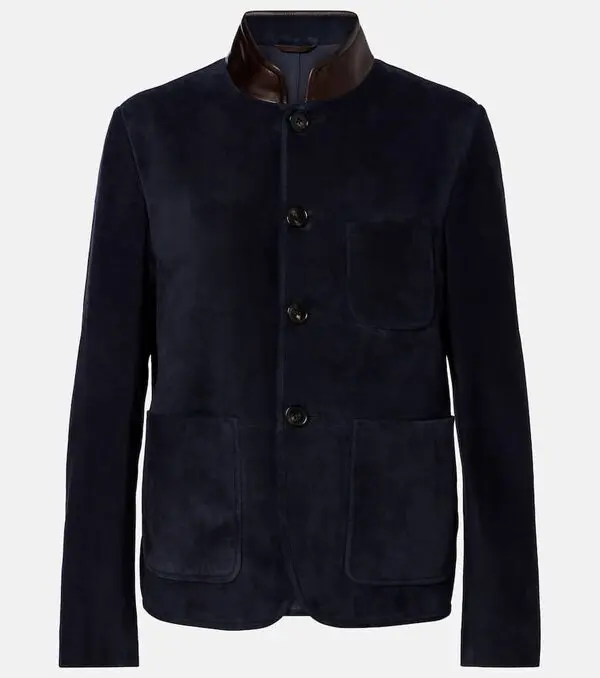 Loro Piana Spagna Mini Suede Jacket - Blue
