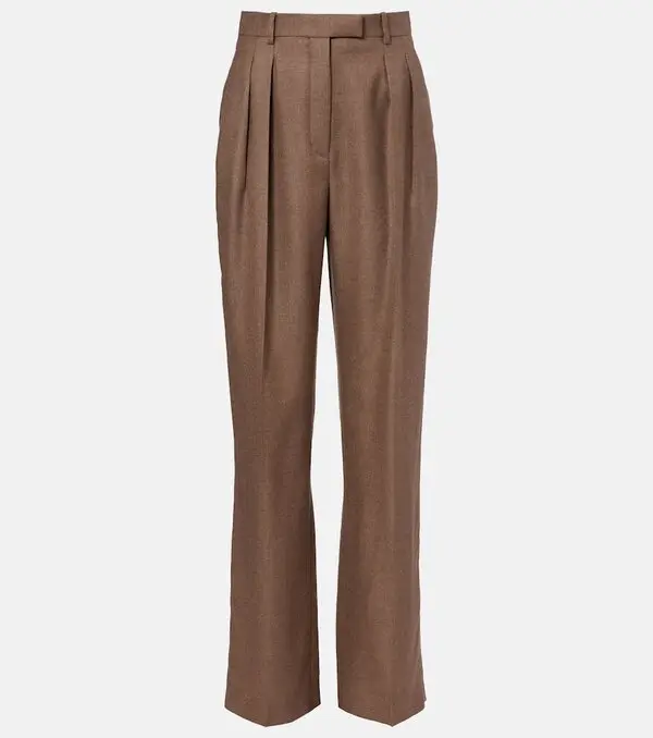 Loro Piana Chad Pleated Cashmere And Silk Wide-leg Pants - Beige