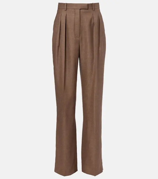 Loro Piana Chad Pleated Wide-leg Pants - Beige