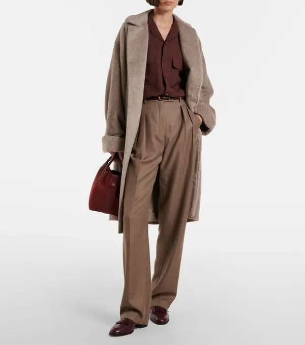 Loro Piana Alpaca And Wool Wrap Coat - Beige