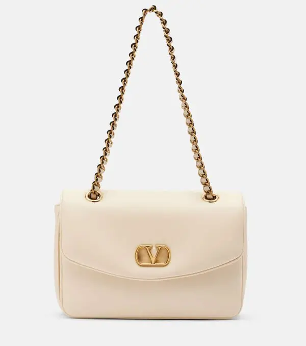 Valentino Garavani Djuna Medium Leather Shoulder Bag - White
