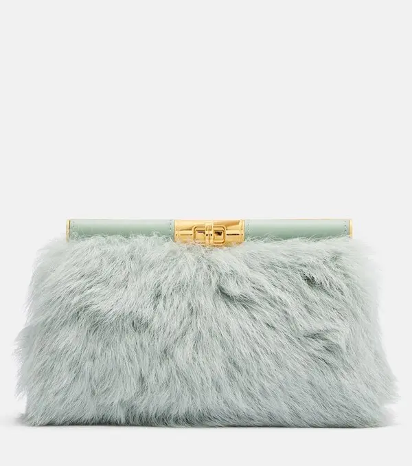 Dolce & Gabbana Marlene Small Shearling Shoulder Bag - Green