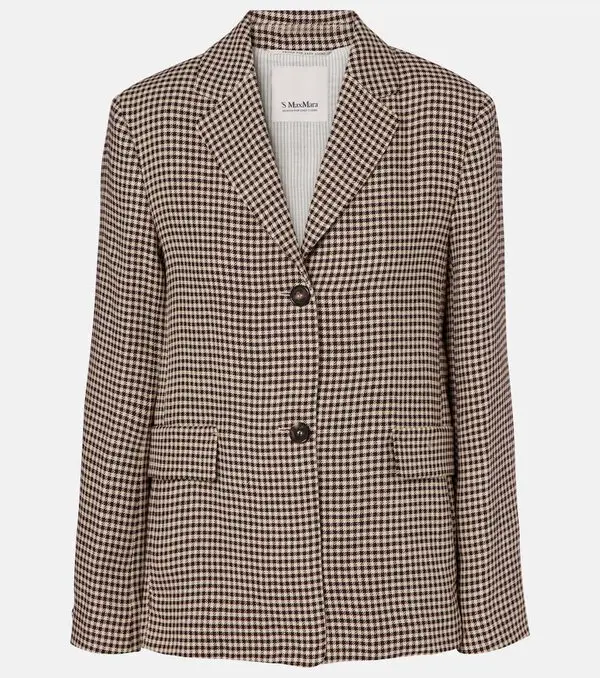 Max Mara Gita Checked Linen Blazer