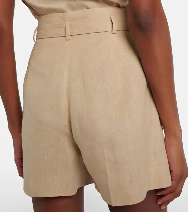 Ralph Lauren Belted Linen Shorts - Beige