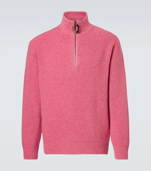 JW Anderson Wool And Cotton Half-zip Sweater - Pink