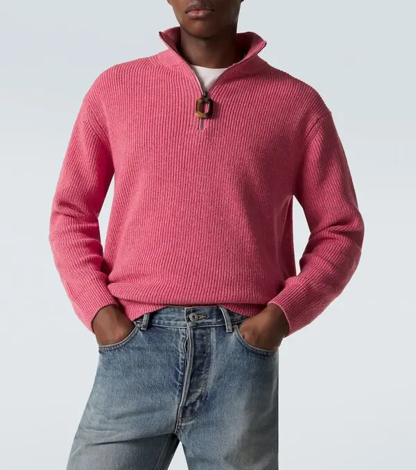 JW Anderson Wool And Cotton Half-zip Sweater