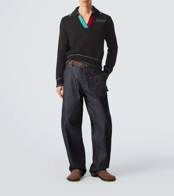 JW Anderson Cotton, Cashmere, And Wool Polo Sweater