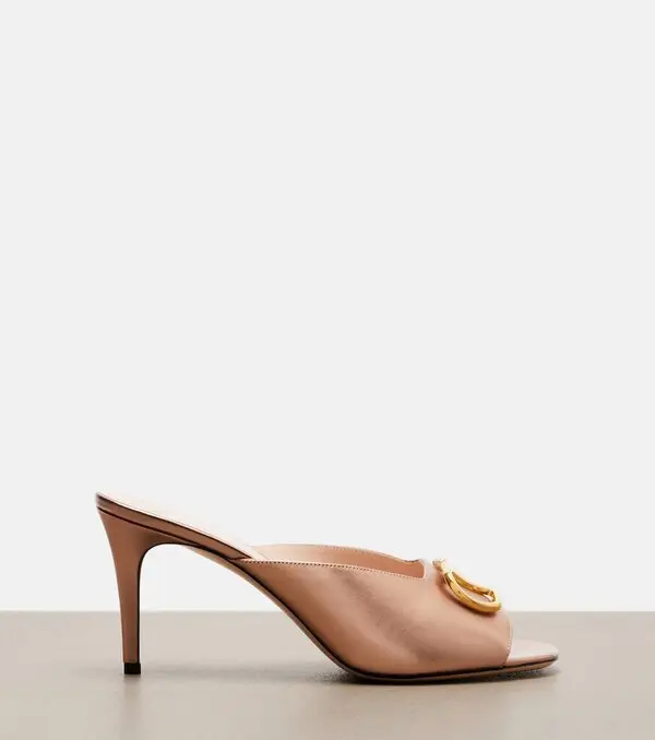 Valentino Garavani Vlogo Metallic Leather Mules