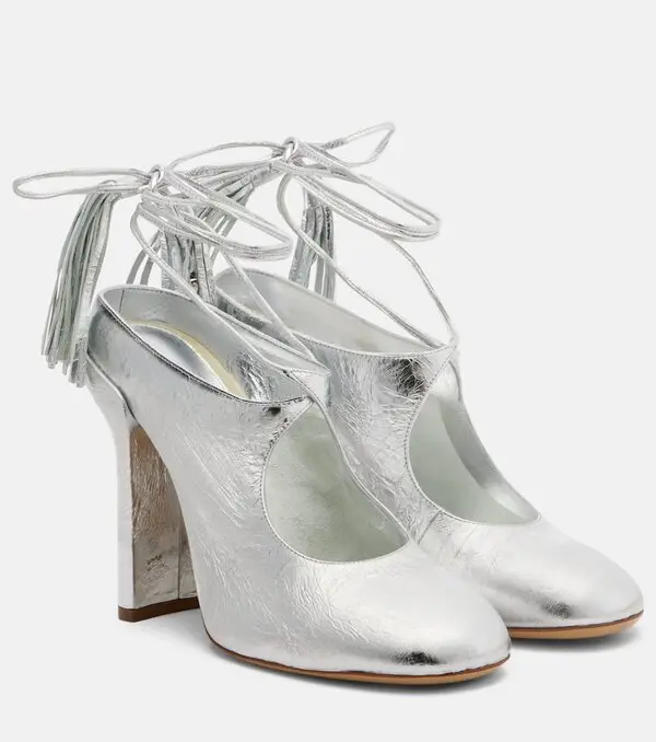 Dries Van Noten Metallic Leather Mules