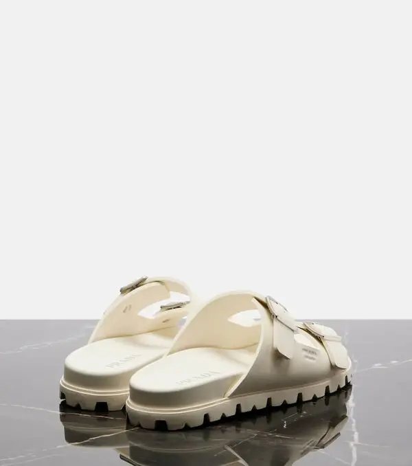 Prada Logo Sandals - White
