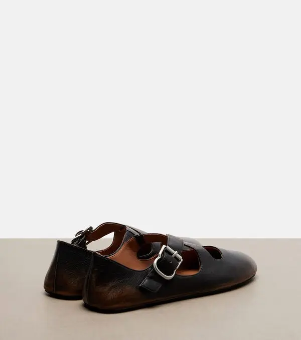 Alaïa Leather Ballerina Flats - Brown