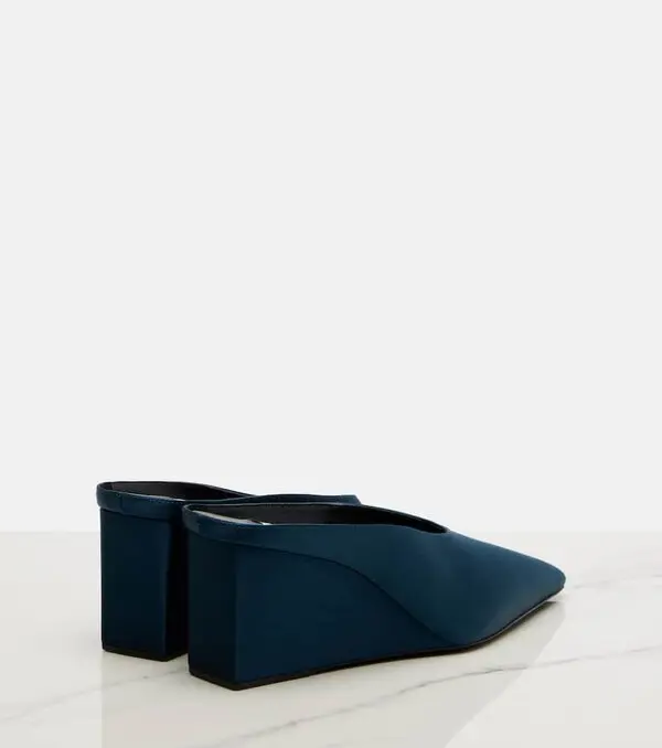 Alaïa Cube Satin Wedge Mules - Blue
