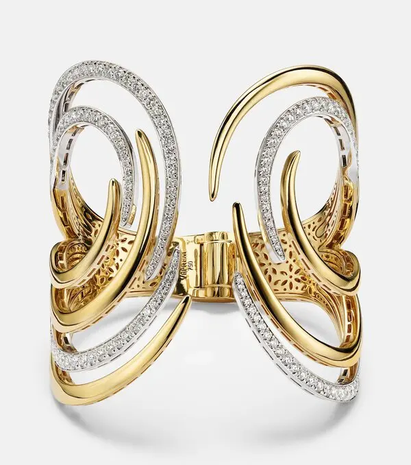 Yeprem En Strada 18kt Yellow And White Cuff Bracelet With Diamonds - Gold