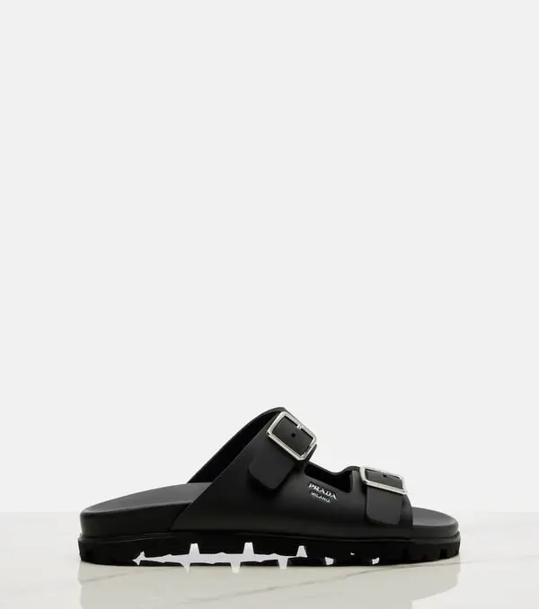 Prada Logo Sandals - Black