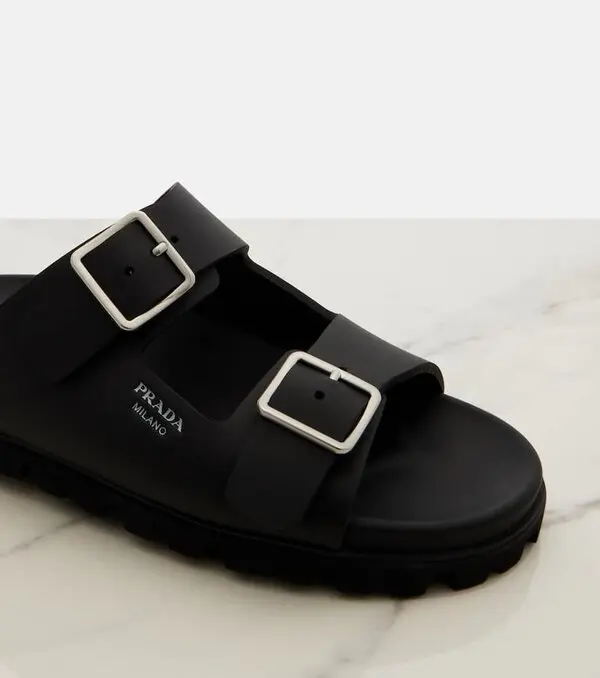 Prada Logo Sandals - Black
