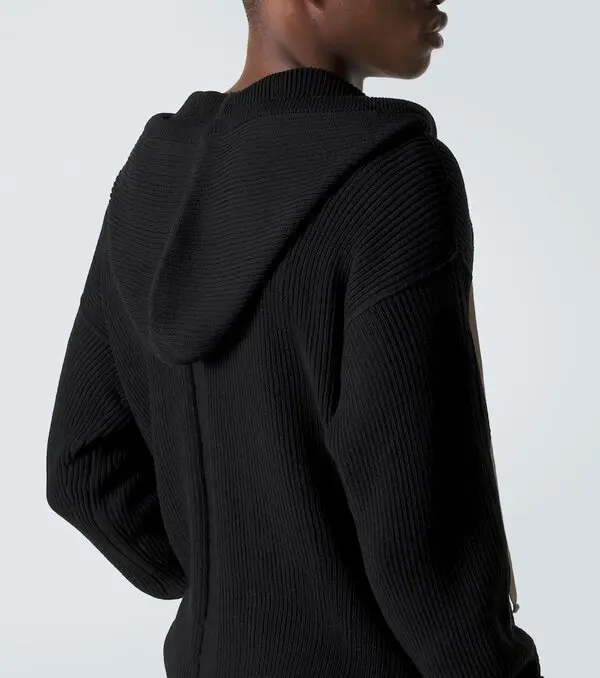 Rick Owens Ribbed-knit Virgin Wool Hoodie - Black