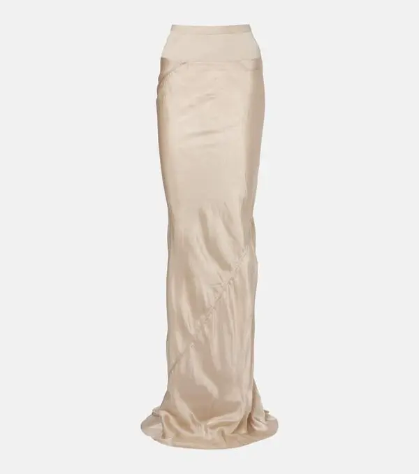 Rick Owens Satin Maxi Skirt - Beige