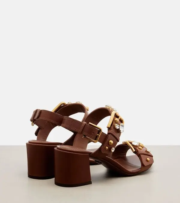 Dolce & Gabbana Keira Embellished Leather Sandals