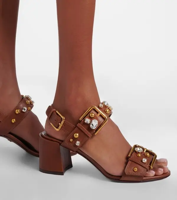 Dolce & Gabbana Keira Embellished Leather Sandals