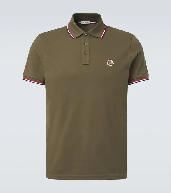 Moncler Logo Cotton Piqué Polo Shirt - Green