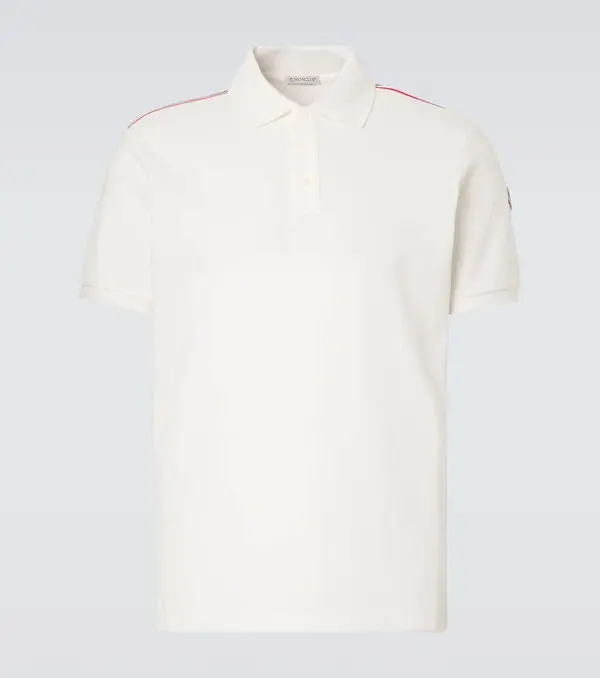 Moncler Logo Cotton Piqué Polo Shirt - White