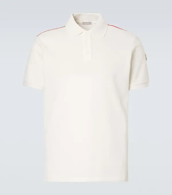 Moncler Logo Cotton Piqué Polo Shirt - White