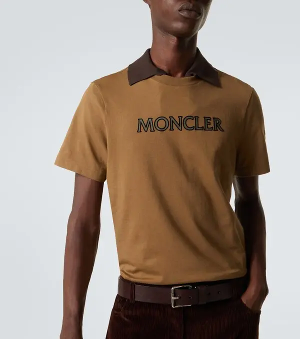 Moncler Logo Cotton Jersey T-shirt - Brown