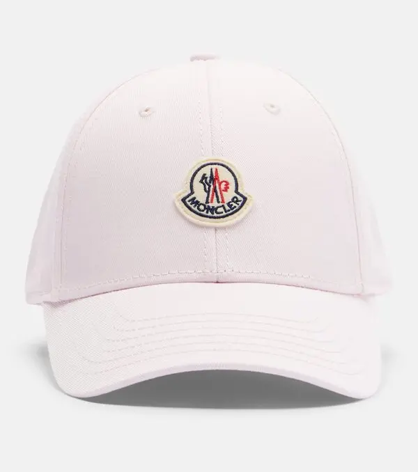 Moncler Logo Cotton Gabardine Baseball Cap - Pink