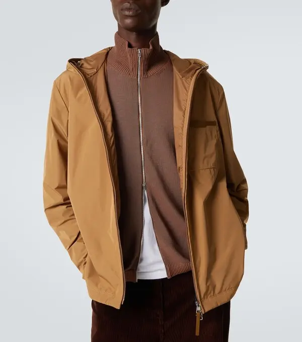 Moncler Leather-trimmed Hooded Jacket