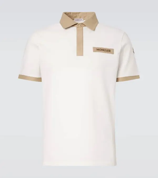 Moncler Logo Cotton Piqué Polo Shirt - White
