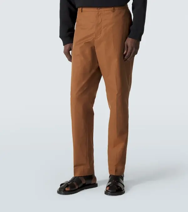 Moncler Cotton-blend Straight Pants - Brown