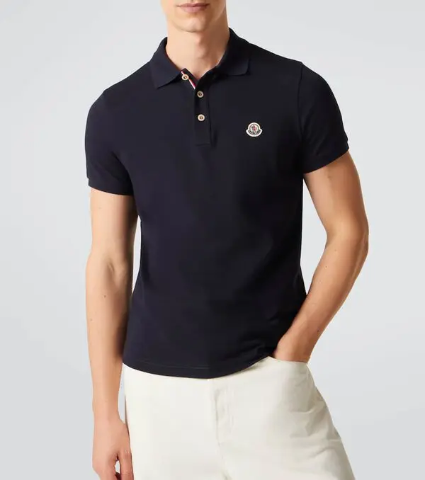 Moncler Cotton Piqué Polo Shirt - Blue