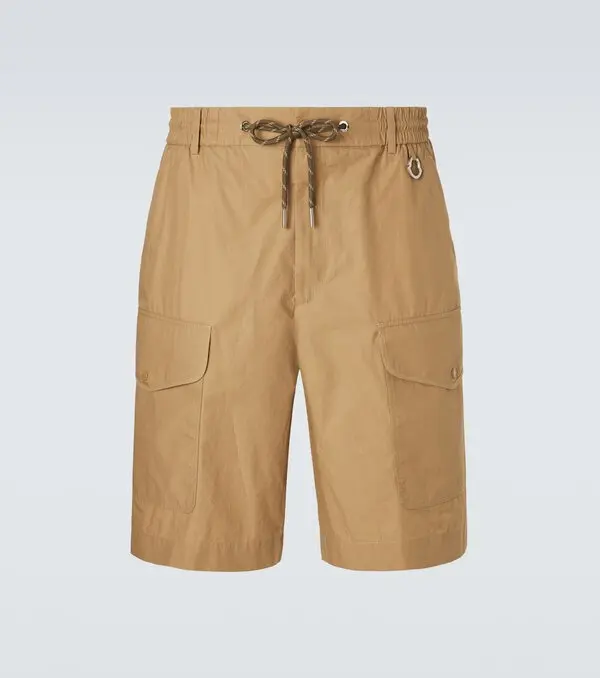 Moncler Cotton Poplin Cargo Shorts - Beige