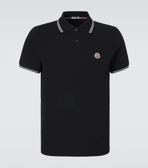 Moncler Cotton Piqué Polo Shirt - Black