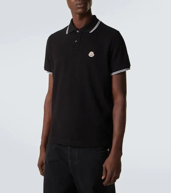 Moncler Cotton Piqué Polo Shirt - Black