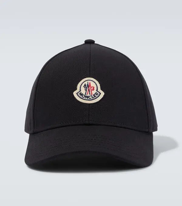 Moncler Cotton Twill Baseball Cap With Logo - Black