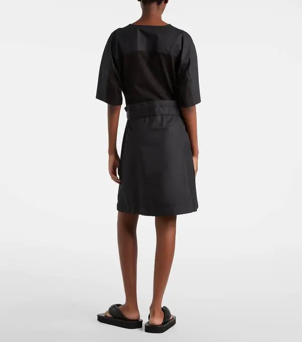 Moncler Belted Cotton-blend Jersey Minidress - Black