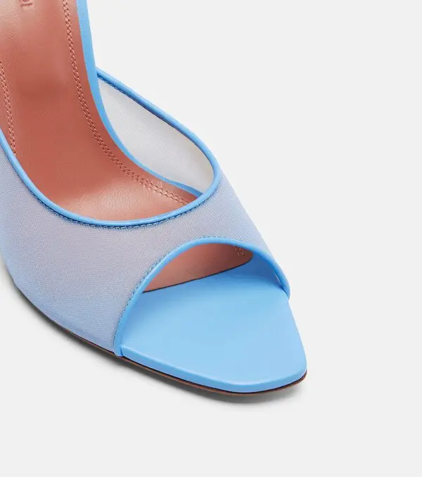 Amina Muaddi Alexa Leather-trimmed Mesh Mules - Blue
